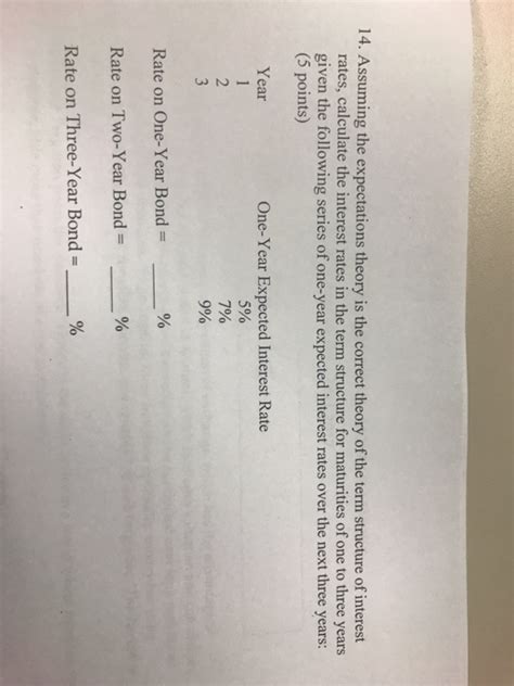 Solved 14 Assuming The Expectations Theory Is The Correct