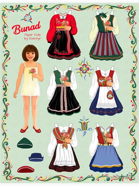 Norwegian Bunad Paper Dolls Sticker For Sale By EventyrClothing Redbubble