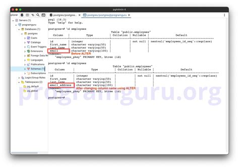 Postgresql Rename Column Statement