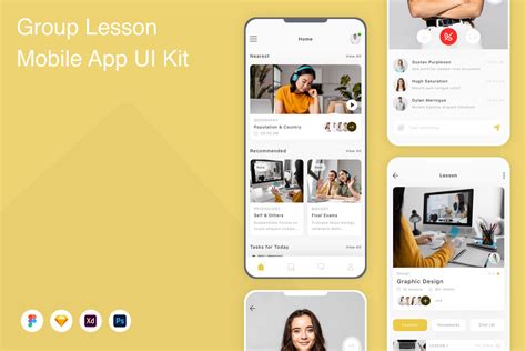 Group Lesson Mobile App Ui Kit Graphic By Betush · Creative Fabrica