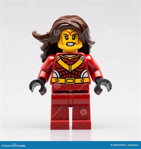 Dynamic Female Lego Minifigure Red Crossfit Superhero Stock