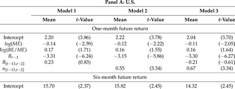 Monthly Cross Sectional Regressions Of Individual Stock Returns Based