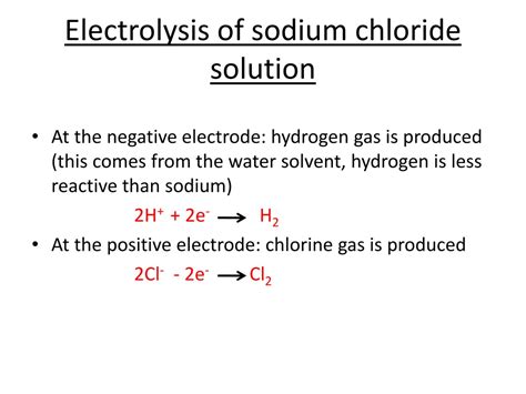 Sodium Chloride Electrolysis Equation
