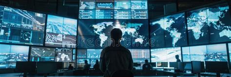 A Logistics Control Center Actively Tracks Delivery Routes And Shipment Data On Large Screens