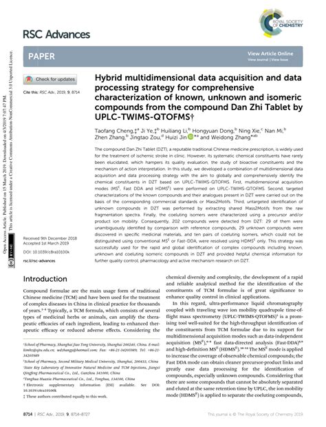 Pdf Hybrid Multidimensional Data Acquisition And Data Processing Strategy For Comprehensive