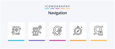 Navigation Line Icon Pack Including Location Pin Destination Map Box Creative Icons