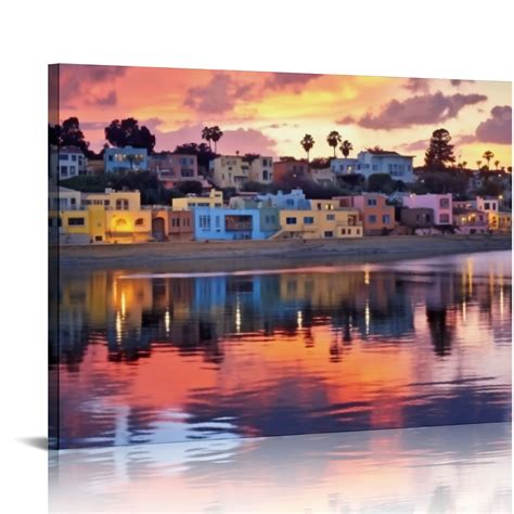 Aristuring Canvas Wall Art Decor Capitola Village Sunset Reflections