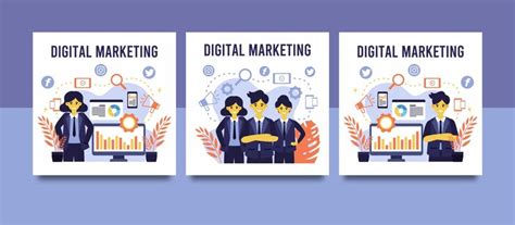 Premium Vector Digital Marketing Social Media And Data Analysis
