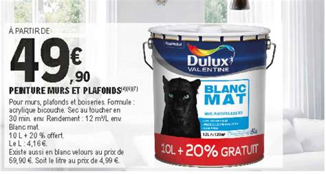 Promo Peinture Murs Et Plafonds Dulux Valentine Chez Eleclerc Brico