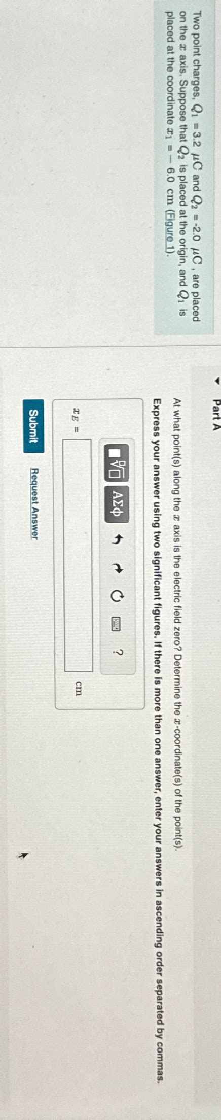 Solved Two Point Charges Q 1 3 2 Mu C And