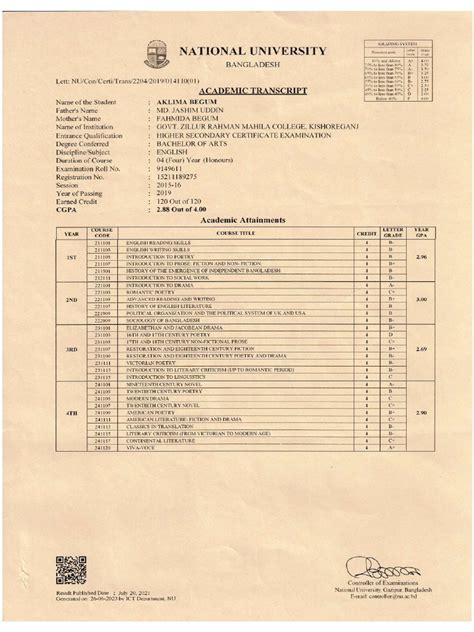 Bachelor S Transcript Pdf