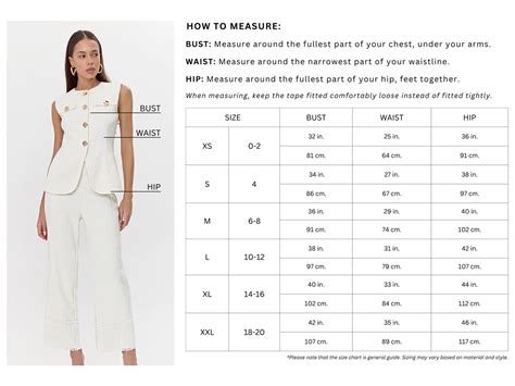 Xo Tina Size Charts