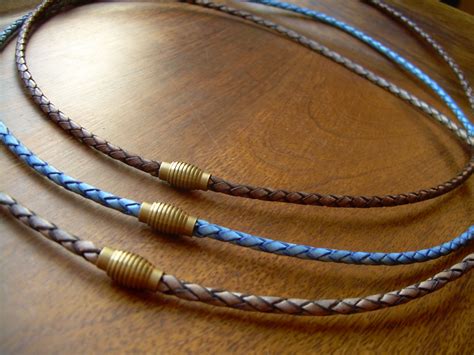 Braided Leather Necklace With Antique Brass Magnetic Clasp Urban