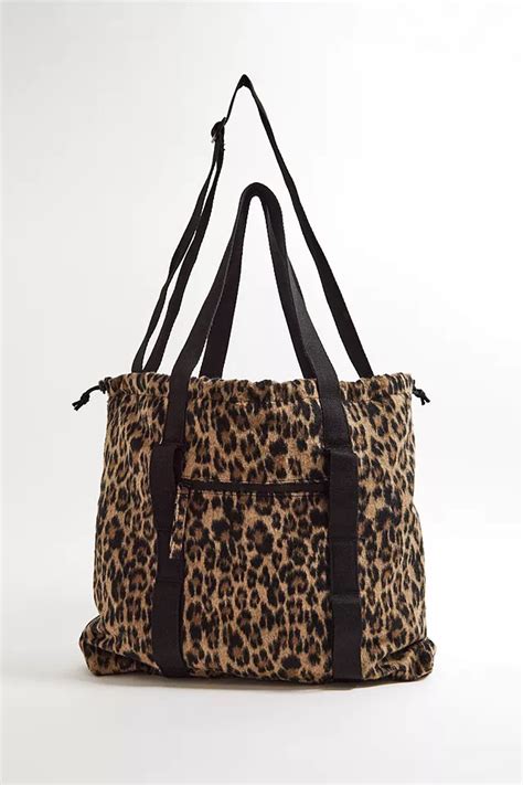 Uo Fur Leopard Print Tote Bag Urban Outfitters Uk