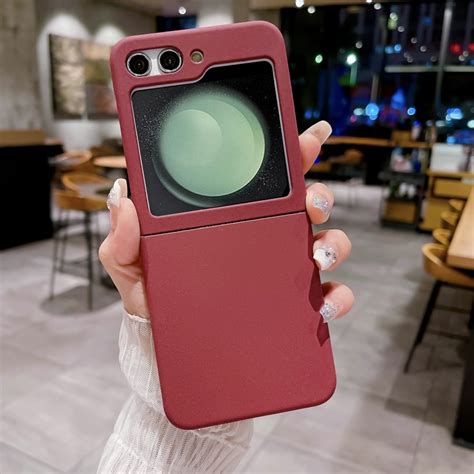 삼성 갤럭시 Z 플립5용 단색 스프레이 페인팅 휴대폰 케이스빨간색