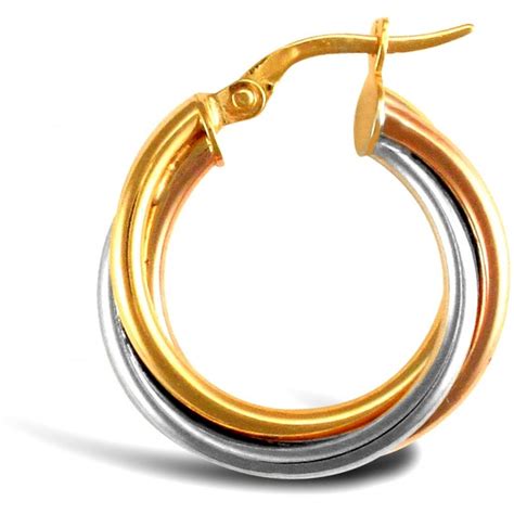 9ct 3 Colour Gold Twist Hoop Earrings Ramsdens Jewellery