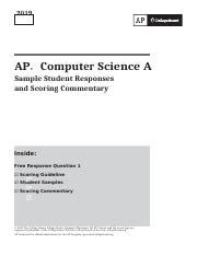 FRQ Answer Key Docx AP Computer Science A Sample Student Responses And Scoring