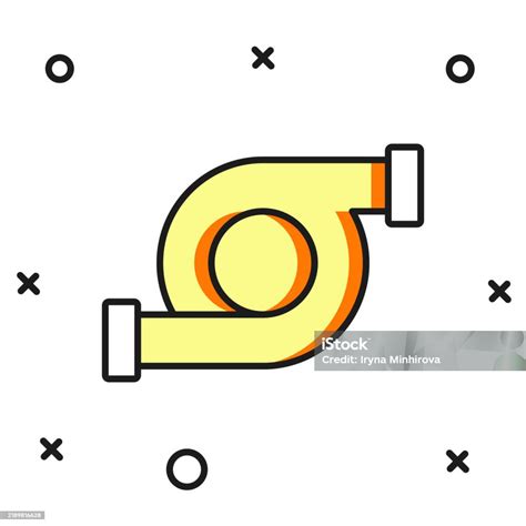 채워진 윤곽선 자동차 터보차저 아이콘이 흰색 배경에 고립되어 있습니다 차량 성능 터보 터보 압축기 유도 그림자가 있는 평면으로 채워진 윤곽선 스타일입니다 벡터 가득 찬에
