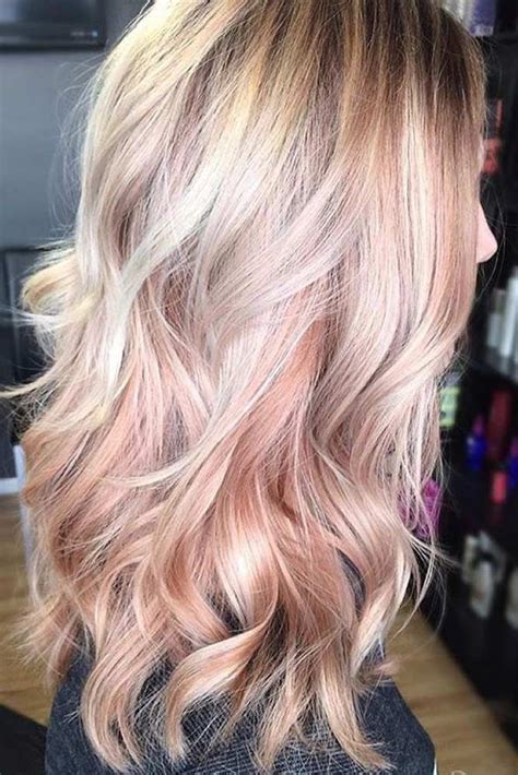 Rose Gold Blonde Rose Gold Hair Blonde Blond Rose Pink Ombre Hair