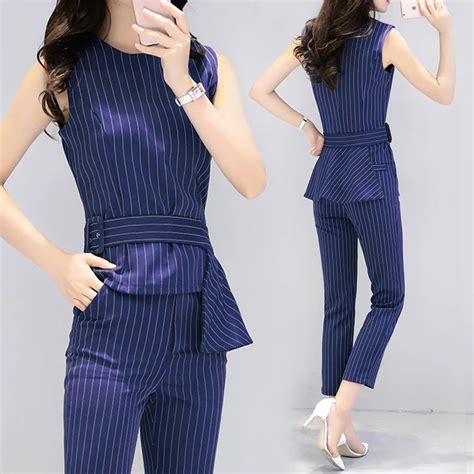 Fashion Women Clothing 2 Piece Set 2017 New Temperament Ol Coatwide Leg Pants Suit Office Wear