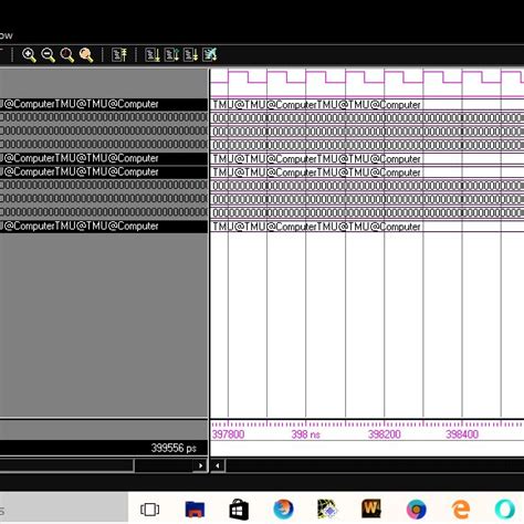 modelsim waveform result for 2d router data transfer 256 bit