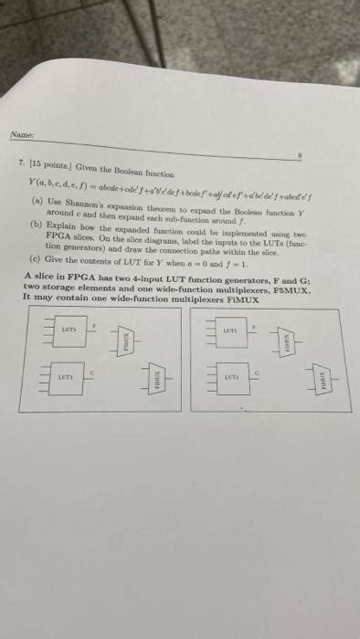 solved name 7 [15 points ] given the boolean function y a