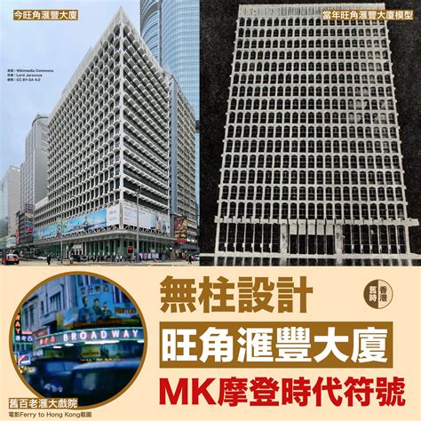舊時香港 【無柱滙豐大廈】旺角摩登時代符號 旺角彌敦道與亞皆老街交界從四十年代末開始，曾有一座帶點art