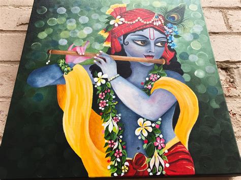 Buy Krishna Painting Acrylic Painting On Canvas Deep Edge Online In