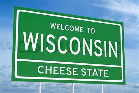 Welcome To Wisconsin State Road Sign 3d Rendering Stock Image