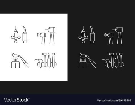 Oral Surgery Tools Linear Icons Set For Dark Vector Image