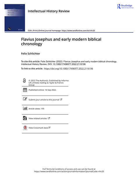 Pdf Flavius Josephus And Early Modern Biblical Chronology