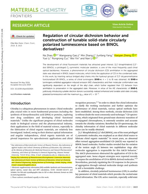 Pdf Regulation Of Circular Dichroism Behavior And Construction Of