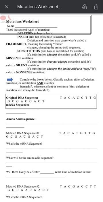 Solved Will There Likely Be Effects What Kind Of Mutation