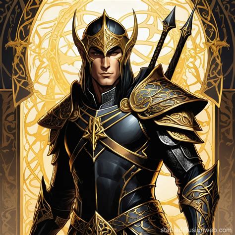 Male Elven Warrior In Black Armor Stable Diffusion Online