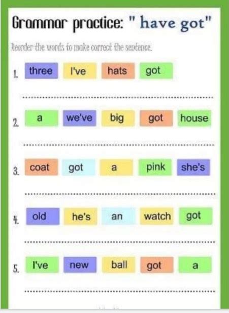 Kindergarten Grammar Worksheets