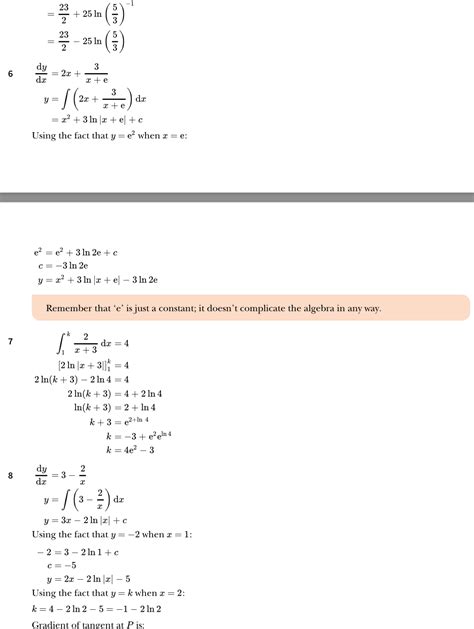 9709 P3 Integration Exercise 2 Worked Solutions Maths With David