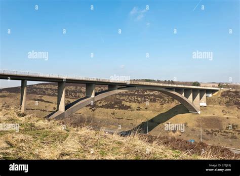 Scammonden Bridge Over The M62 In Yorkshire At The Time Of