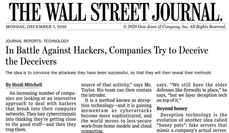 Cybersecurity Cybersecurity Security Deceptiontechnology Deception