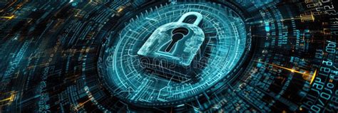 Banner Of Circuit Board With Padlock Data Security Encryption Stock