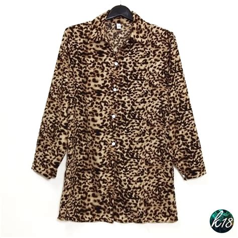 ☀korean Style☀ เสื้อเชิ้ตคอปกลายเสือดาว มีกระดุมหน้า ทรงโอเวอร์ไซส์