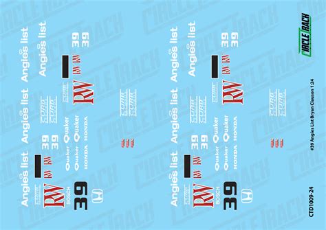 Circle Track Decals 39 Angies List Bryan Clauson Indy Car Decal Set