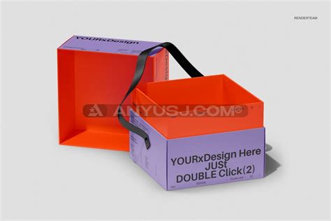 5款极简质感天地盖月饼礼品盒纸盒包装盒外观设计展示psd样机套装paper Box Mockup Set 安鱼设计资源丨优质平面设计资源共享站