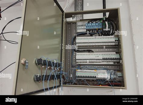 Electrical Panel With Wires And Switches In A Modern Electrical Installation Stock Photo Alamy