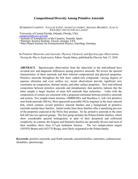 Pdf Compositional Diversity Among Primitive Asteroids