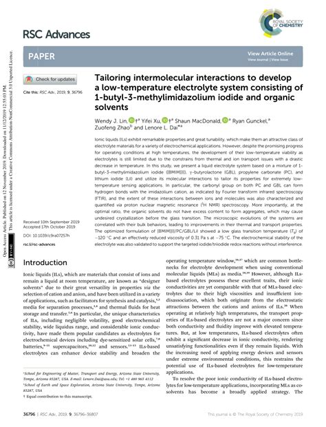 Pdf Tailoring Intermolecular Interactions To Develop A Low