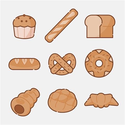 Elementos De Icono De Panadería De Pan Vector Premium