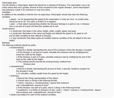 Solved Dinosaur Java This File Defines A Dinosaur Object Chegg