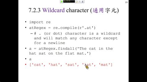 許志華 Python 程式設計 7 2 3 Wildcard Character 通用字元 Youtube