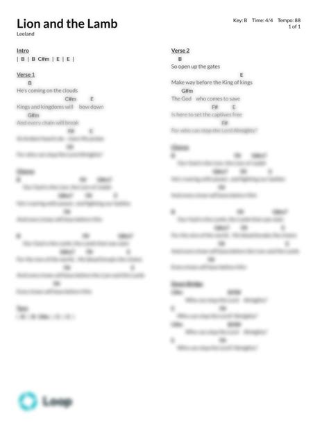 Lion And The Lamb Chord Chart Pdf Download Loop Community