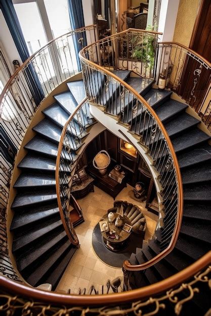 Premium Ai Image Aerial View Of A Perfectly Shaped Spiral Staircase